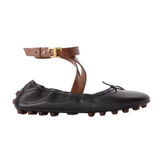 Tod's Womens Gommini Flat Black Leather