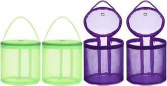 Angoily Gatuida 4er-Set Aufbewahrungstaschen f&uuml;r Garn: Stricknadelkorb - Netzstrickhalter, Organizer f&uuml;r runde Garnkn&auml;uel, Aufbewahrungstasche f&uuml;r H&auml;kel- und 