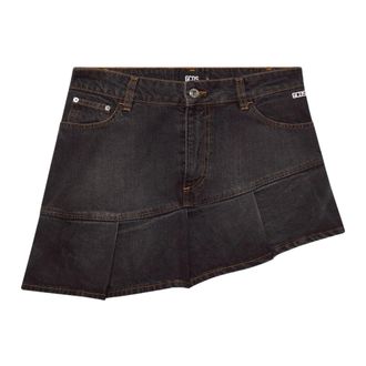 GCDS Asymmetrischer Falten-Denim-Minirock - - Skirts - Damen - Schwarzk - W26