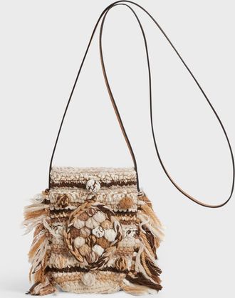 Gerard Darel Porte t&eacute;l&eacute;phone en crochet de laine chin&eacute; - ROSIE - Multico camel