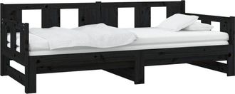 vidaXL Tagesbett Ausziehbar Schwarz Massivholz Kiefer 2x(80x200) cm Vidaxl