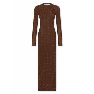 Paco Rabanne Braunes Woll-Midi-Kleid mit Nieten - - Dresses - Damen - Braun - M