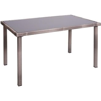 Hhg Poly-Rattan Tisch HHG 951, Gartentisch Balkontisch, 120x75cm grau-braun