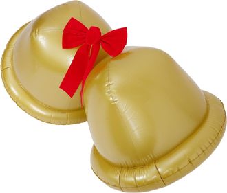 BESPORTBLE 2 Aufblasbare Weihnachtsgl&ouml;ckchen mit Schleife Gro&szlig;e Festliche Garten Deko f&uuml;r Drau&szlig;en Wetterfeste Aufblasbare Christbaumgl&ouml;ckchen f&uuml;r Weihnachtsfeier