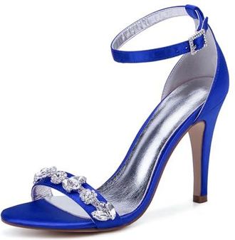 Generic Chaussures De Mariage Mari&eacute;e Stylet Talons Et&eacute; Bout Ouvert Talon Mariage Soir&eacute;e Chaussures Femmes 10.5Cm,Bleu,37 EU