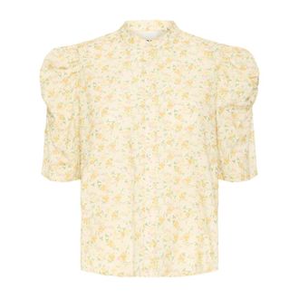 Ichi Ichi - Chemisier Jaune avec Fleurs et Manches Bouffantes - Femme - Blouses et Chemises - Multicolore - Taille: 44 FR