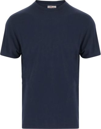 MC2 Saint Barth Homme, Tops, Bleu, Taille: XL T-shirt en Coton Bleu Marine Col Rond