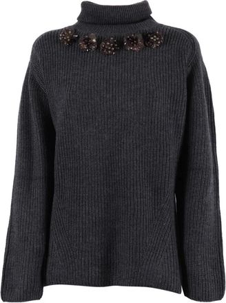 P.A.R.O.S.H. P.a.r.o.s.h., Femme, Pulls, Gris, Taille: 38 FR Pull Col Roul&eacute; Lady Blum
