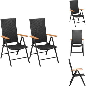vidaXL Vidaxl - Stapelbare Gartenst&uuml;hle 2 Stk. Poly Rattan Schwarz - Gartensessel - Gartenm&ouml;bel - Outdoor M&ouml;bel - Balkonm&ouml;bel - Stapelbarer Stuhl