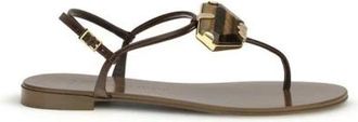 Giuseppe Zanotti Femme, Chaussures, Brun, Taille: 38 1/2 EU Sandales Plates en Acier Inoxydable