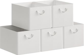 Woltu Aufbewahrungsbox 5 Stück, aus Polyesterstoff, für Schlafzimmer, Arbeitszimmer, Wohnzimmer, Organizer Box mit Griffen, für Kleidung Spielzeug, faltbar,
