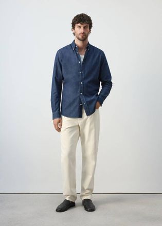 Mango Chemise en jean regular-fit bleu moyen - Homme - XXL - MANGO MAN