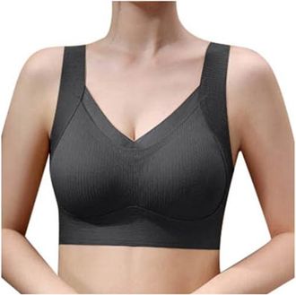 Generic Soutien-gorge sans couture pour femme avec soutien-gorge chaud et soutien sup&eacute;rieur r&eacute;glable sans anneau en acier 2026, Noir, M