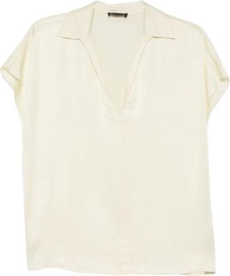 Liu Jo Femme, Blouses et Chemises, Beige, Taille: 40 FR Blouse &agrave; manches courtes et col en V
