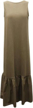 Sun 68 Femme, Robes, Vert, Taille: 42 FR Militare Long Dress Mix Fabric