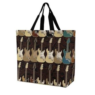 Generic Motif De Guitare Artistique Sac Fourre Tout Pliable Tote Bag L&eacute;ger Sac A Main Femme Pour Shopping Universit&eacute; Plage