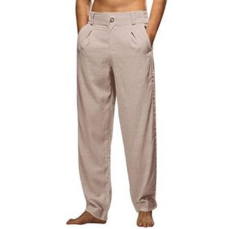 Generic Pantalon formel en lin pour homme, l&eacute;ger &agrave; taille &eacute;lastique, d&eacute;contract&eacute;, &eacute;t&eacute;, plage, mariage, coupe ajust&eacute;e, jambe droite, pantalon habill&eacute; extensibl