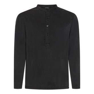 Tom Ford Homme, Tops, Noir, Taille: XL Sous-v&ecirc;tements Henley en Soie Noire