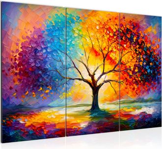 Runa Art Wandbilder Baum Bild XXL Wohnzimmer Schlafzimmer Bunt Abstrakt 120 x 80 cm 3 Teilig 052931a