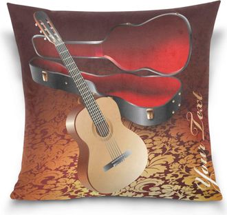 HMZXZ Kissenbezug 40x40cm Fantasie Musical Gitarre Dekorative quadratische Kissenbezüge Kissenhüller für Couch Sofa Schlafzimmer Wohnzimmer