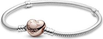 Pandora Pandora Icons Bracelet en argent avec fermoir en forme de coeur en métal plaqué or rose 14 carats, 16