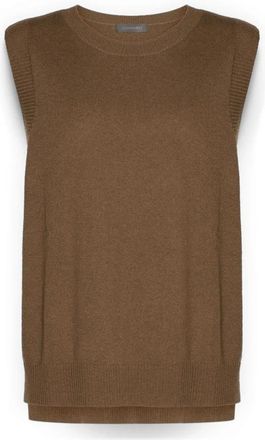 Elena Miro Femme, Pulls, Brun, Taille: 36 FR Gilet avec boutons lat&eacute;raux