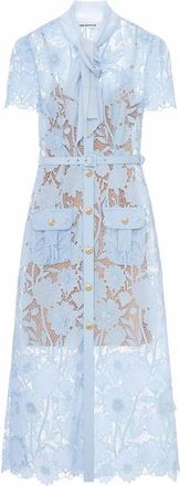 Self Portrait Knielanges Kleid - Blau