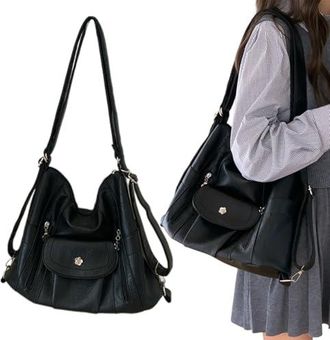 Generic Cymwer Sac &agrave; bandouli&egrave;re en cuir PU, fourre-tout d&eacute;contract&eacute;, sac &agrave; main r&eacute;tro Y2K, sac &agrave; bandouli&egrave;re (noir)