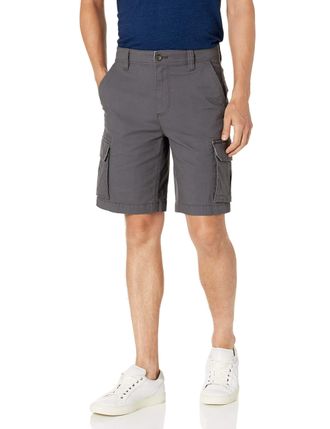 Amazon Essentials Leichte Cargo-Shorts für Herren, Ripstop-Stretch, 25,4 cm, Dunkelgrau, Größe 34