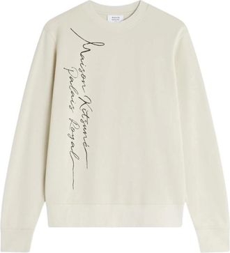 Maison Kitsun&eacute; Homme, Sweatshirts et sweats &agrave; capuche, Beige, Taille: L Poetic Script SweaT-shirt