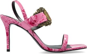 Versace Jeans Couture Femme, Chaussures, Rose, Taille: 37 EU Sandales &agrave; talons avec boucle Barocco