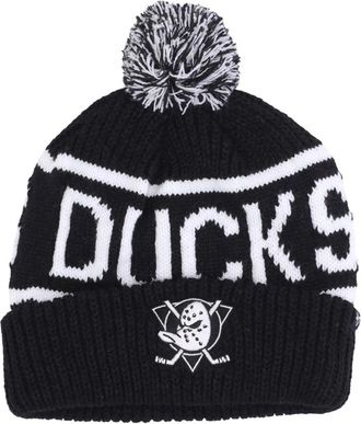 47 Brand Gerippte Winterm&uuml;tze mit Umschlag und Bommel - - Accessories - Herren - Schwarzk - ONE SIZE
