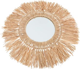 Happyyami Retro Runder Spiegel 20 Zoll Handgefertigt Aus Bast Boho Stil Wandspiegel Für Wohnzimmer Dekoration Und Kreative Foto-Requisiten