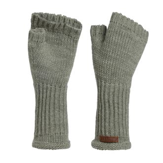Knit Factory Cleo Handstulpen - Fingerlose Handschuhe - Gestrickte Handschuhe für Winter - Damen Handstulpen aus Wolle - Hochwertige Qualität - Urban Green