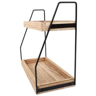 BESPORTBLE Holzregal K&uuml;chenarbeitsplatte Zweist&ouml;ckig Robust f&uuml;r Gew&uuml;rze Badkosmetik Vielseitiger Organizer K&uuml;chenschrank Aufbewahrung Stabil und Platzsparend