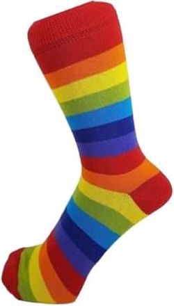 Generic Chaussettes &eacute;paisses fines &agrave; rayures arc-en-ciel en coton pour homme Taille 39-45, Rayures &eacute;paisses, Taille unique