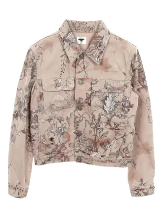 Dior 2010s Jeansjacke mit Blumenstickerei - Nude