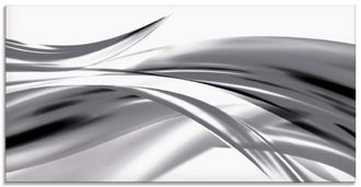 Artland ARTland Wanddeko Glasbilder Wandbild Glas Bild einteilig 100x50 cm Querformat Moderne Kunst Abstrakt Modern Rauch Welle Grau S7KX