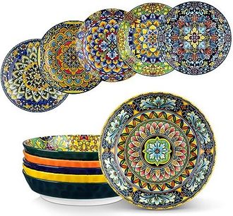 VANCASSO S&eacute;rie SIMI Lot de 6 Grands Bols &agrave; P&acirc;tes Saladier Assiette Creuse en Porcelaine de 946 ml pour Cuisine, Passe au Four, Lave-vaisselle et Micro-ondes, S