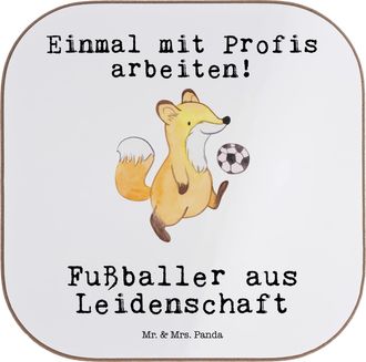 Mr. & Mrs. Panda Coaster Fu&szlig;baller Leidenschaft - Geschenk, Holzuntersetzer, Gl&uuml;cksbringer, Fu&szlig;ballspruch, Untersetzer Gl&auml;ser, f&uuml;r, Fu&szlig;ballspieler, Fu&szlig;ballwitz, Spruch
