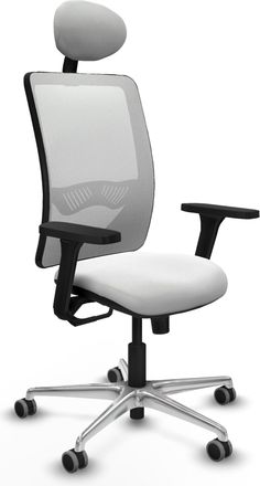 Piqueras y Crespo Wei&szlig;er Computerstuhl Zulema mit 3D-Armlehnen, h&ouml;henverstellbarer Lendenwirbelst&uuml;tze und festem Kopfteil, ausgestattet mit Sincro 3 Positionen und Schn