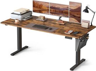 Songmics Bureau &Eacute;lectrique R&eacute;glable en Hauteur, 180 x 80 cm, Table Assis-Debout, Fonction M&eacute;moire 4 Hauteurs, pour Bureau, T&eacute;l&eacute;travail, Marron Rustique LSD138K