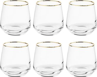 Butlers 6er Set Trinkgläser mit Goldrand 345ml elegante Vintage Gläser - TOUCH OF GOLD - Wassergläser Set, Cocktailgläser Set | Trinkgeschirr für Wasser, Tee,