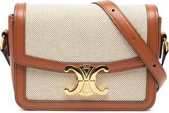 Celine Hobo Bags - Teen Canvas and Calfskin Triomphe Crossbody - Gr. unisize - in Braun - f&uuml;r Damen