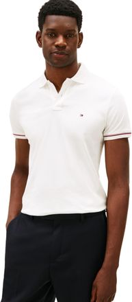 Tommy Hilfiger Herren Liquid Cotton RWB Cuff Slim Polo Mw0Mw41612 S/S Poloshirt, White (Ecru), XL