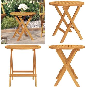 vidaXL Table de bistro &Oslash;46x47 cm Bois dacacia massif - Table De Jardin - Table Bistrot - Table Ronde - Acacia Massif - Mobilier De Jardin - Home & Living