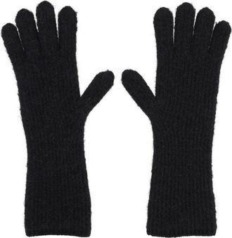 Jacquemus Logo Alpaca Wool Gloves - Black