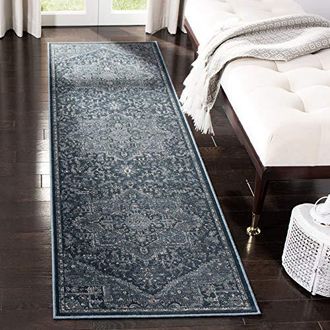 Safavieh Yara Tapis Vintage en Viscose tissé Doux Bleu Clair/Bleu foncé 67 x 240 cm