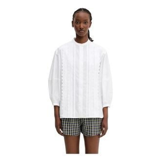 Maison Kitsun&eacute; Chemise brod&eacute;e artisanale - Femme - Blouses et Chemises - Blanc - Taille: 42 FR