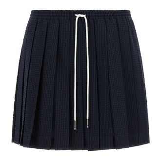 Thom Browne Femme, Jupes, Bleu, Taille: 34 FR Mini-jupe en laine seersucker ray&eacute;e